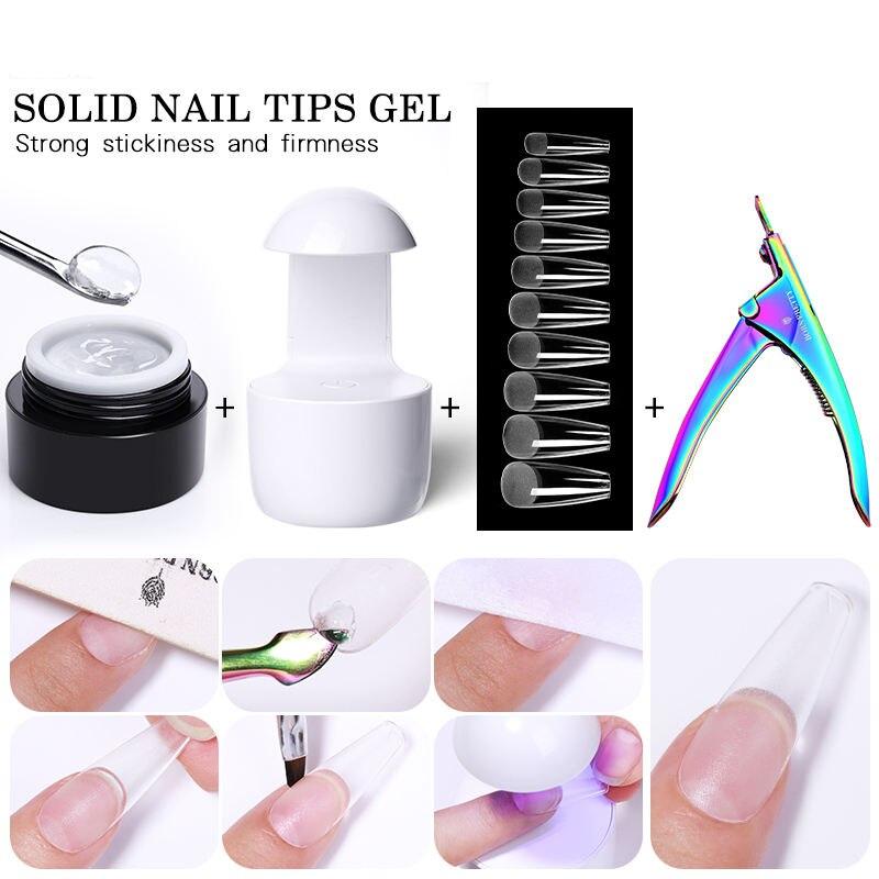 Solid Nail Tips Gel Nail Extension Kits L456 - Limegirlstore